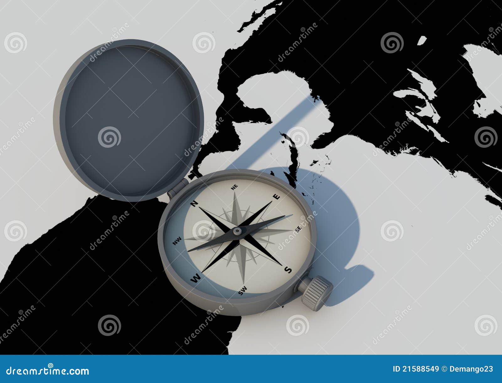 Compass on world map stock illustration. Illustration of equipment ...