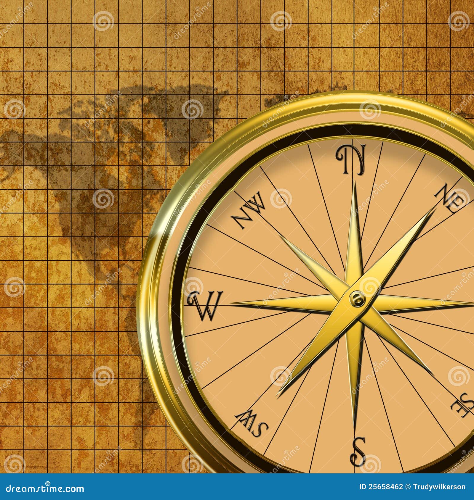 Compass on World Map stock illustration. Illustration of points - 25658462