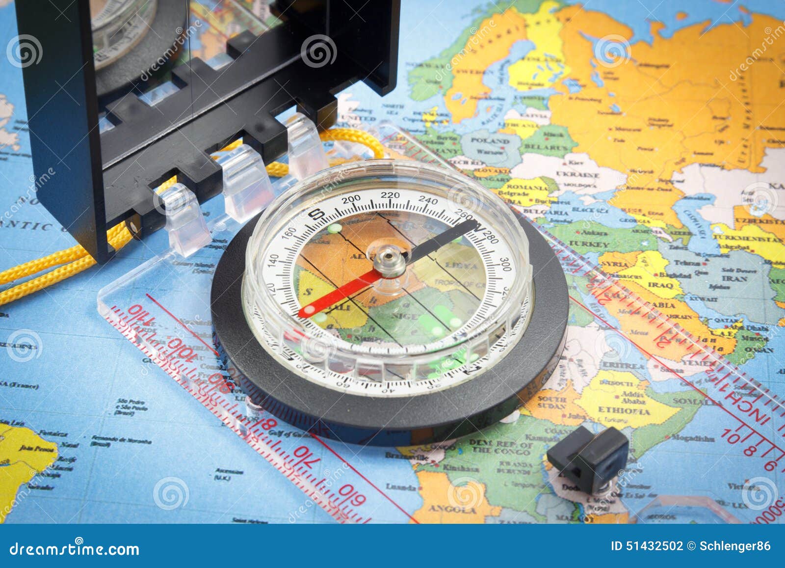 Compass and world map stock photo. Image of north, overseas - 51432502