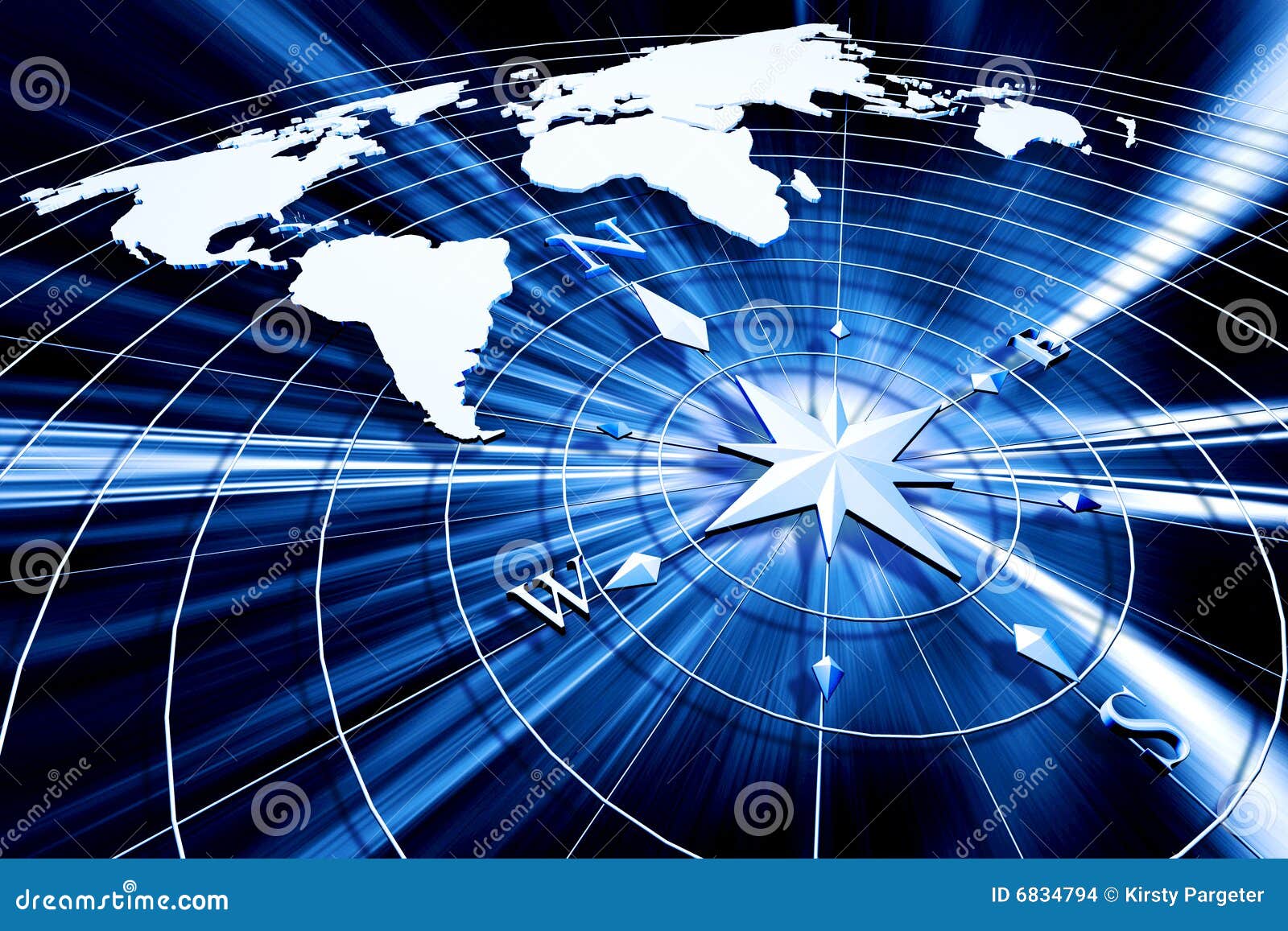 Compass with world map stock illustration. Illustration of digital ...