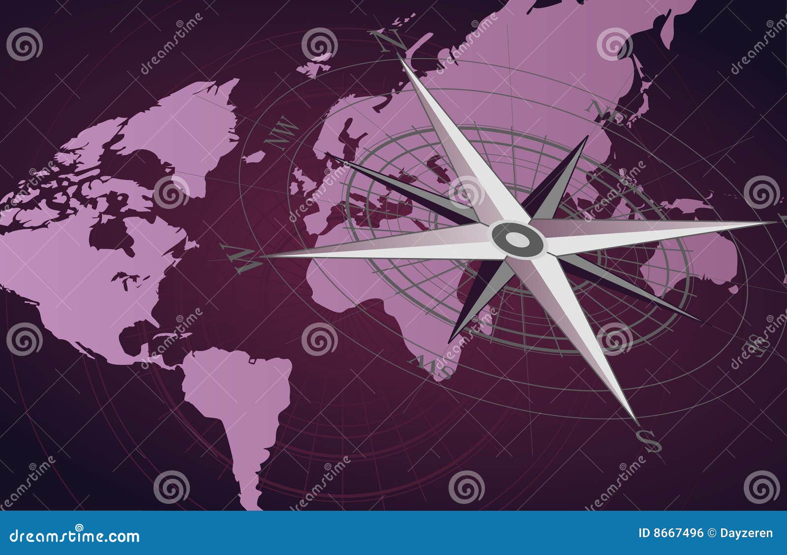 Compass and World Map stock vector. Illustration of background - 8667496