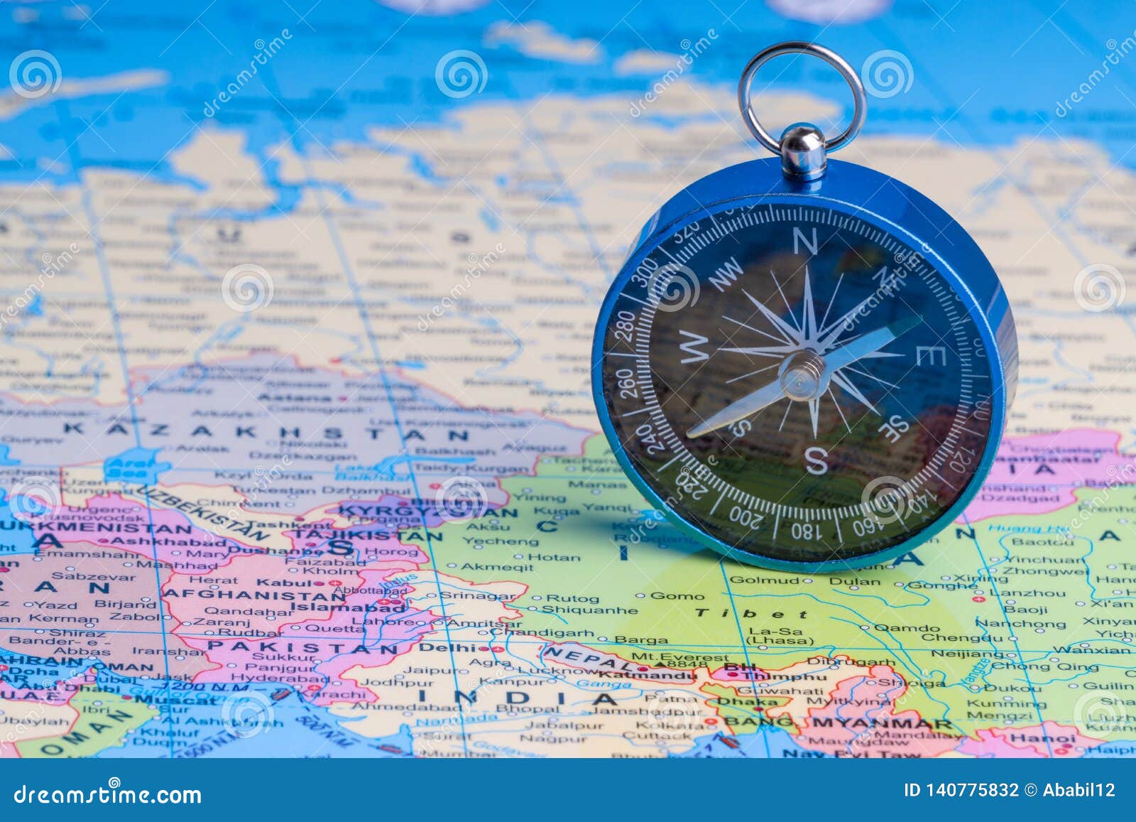 Compass on World Map Background Stock Photo - Image of business ...