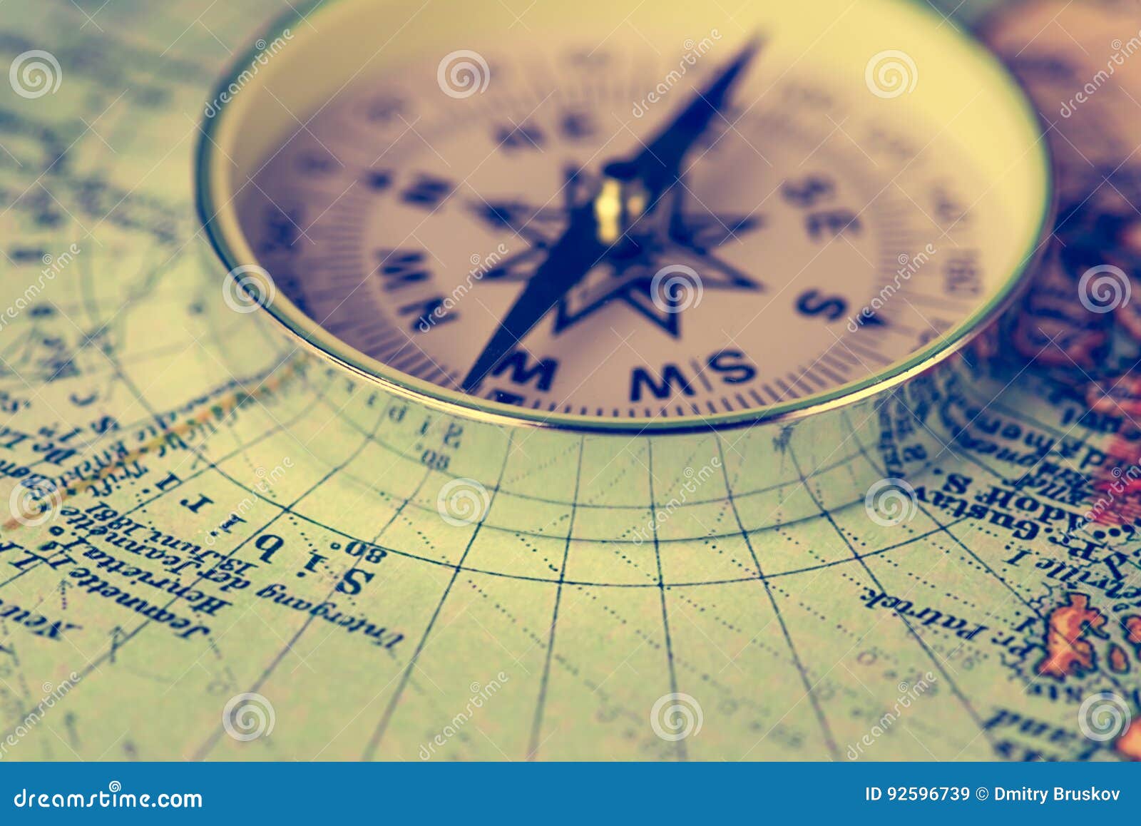 Compass on the world map stock image. Image of east, blank - 92596739