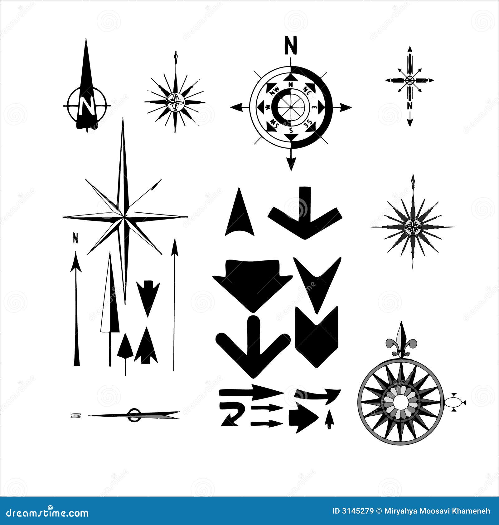 Compasses and arrows stock vector. Illustration of icon - 3145279