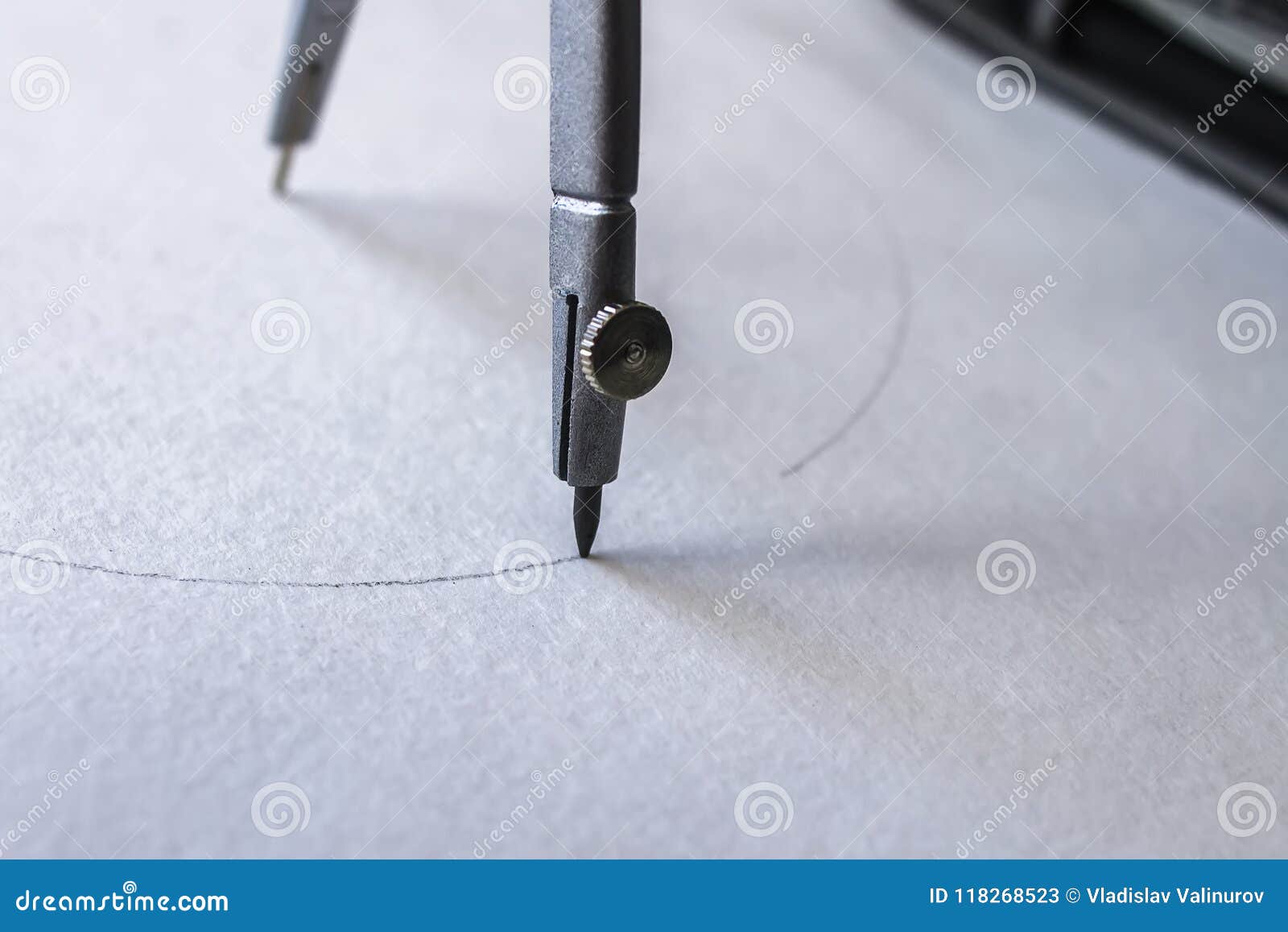 Compasses Draw a Circle on a Sheet of Paper Stock Image - Image of ...
