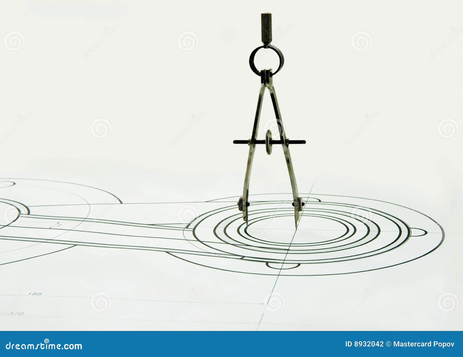 Compasses on the drawing stock photo. Image of designer - 8932042