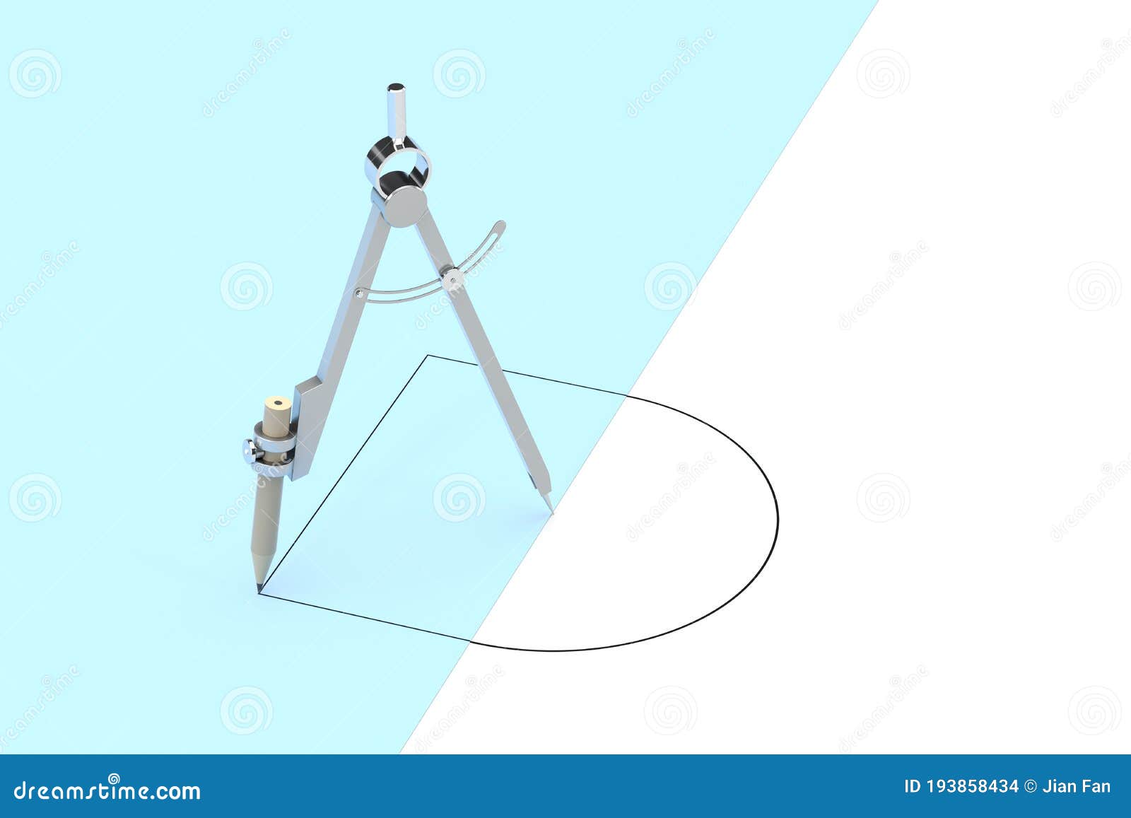 Compasses Drawing Circle and Square, Unusual Concept, 3d Rendering ...