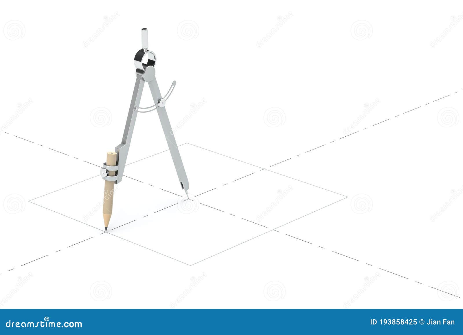Compasses Drawing, Unusual Concept, 3d Rendering Stock Illustration ...
