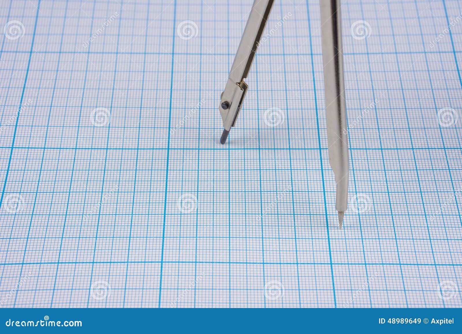Compasses on graph paper stock image. Image of contour - 48989649
