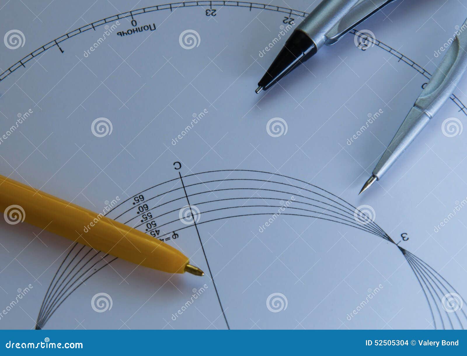 Compasses with Pen stock photo. Image of drafting, constructing - 52505304