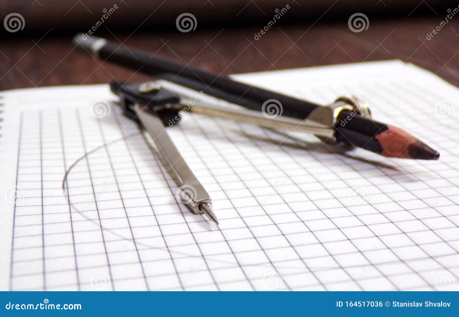 Compasses with a Pencil for Drawing Drawings Stock Photo - Image of ...