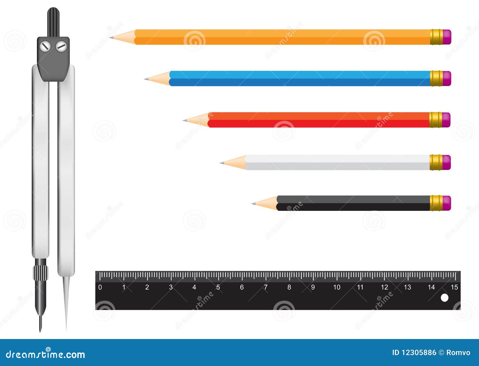 Compasses pencil ruler stock vector. Illustration of erase - 12305886