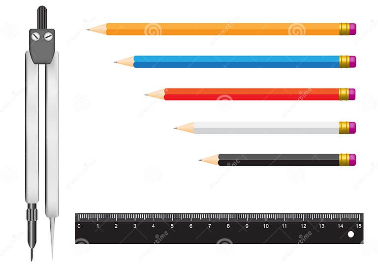 Compasses pencil ruler stock vector. Illustration of erase - 12305886