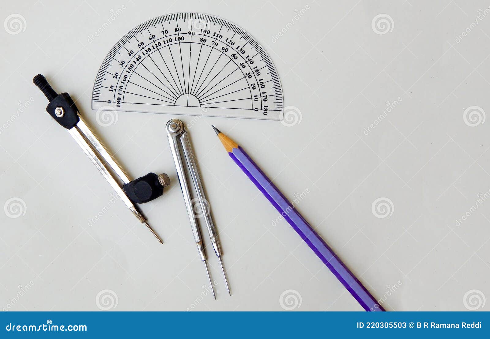 Compasses ,protractor and Pencil Drawing Background Stock Image - Image ...