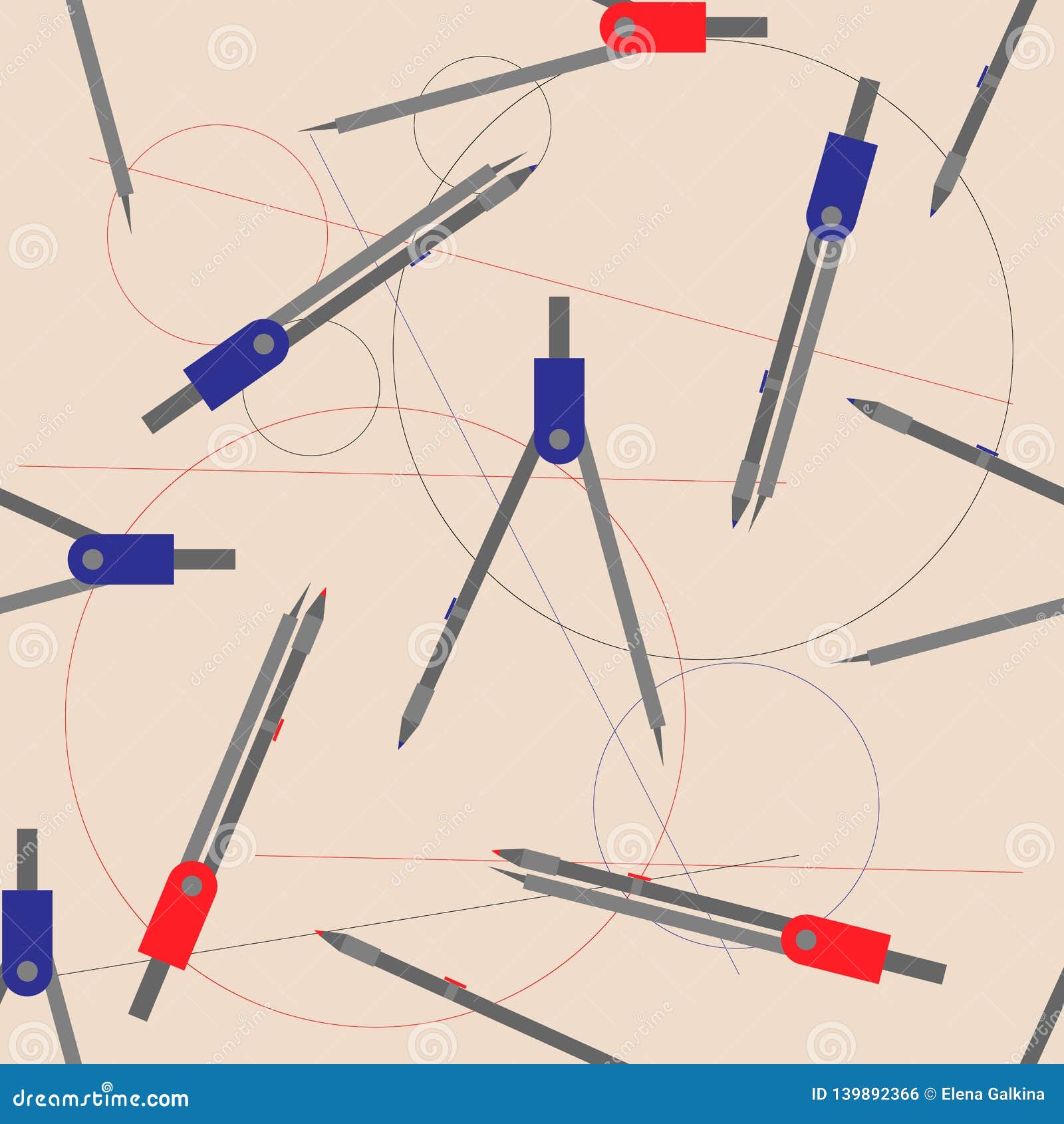 Compasses seamless pattern stock vector. Illustration of circle - 139892366