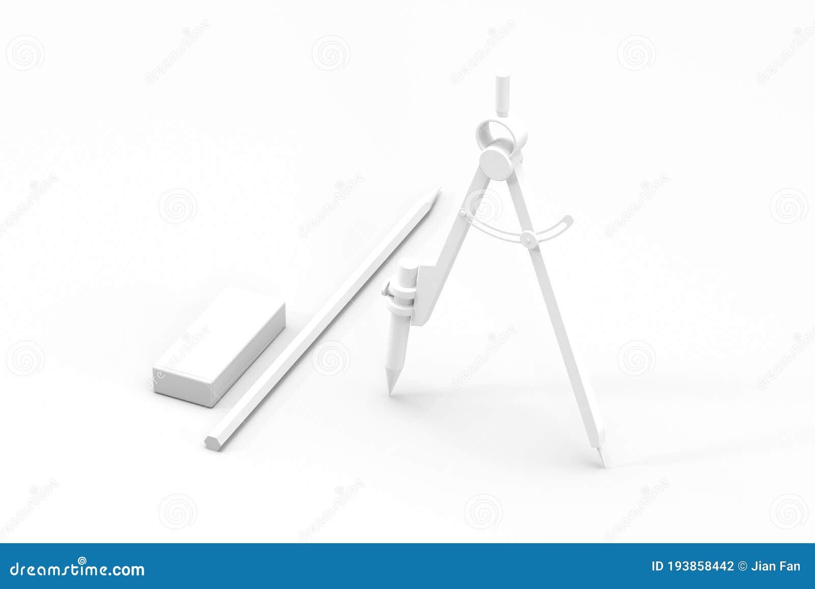 Compasses with White Background, Tools for Drawing, 3d Rendering Stock ...