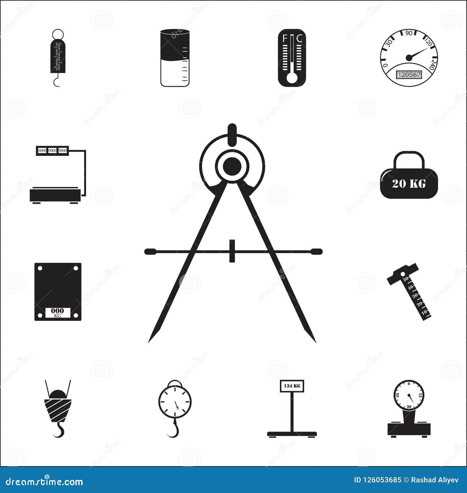 Compassicon. Measuring Elements Icons Universal Set for Web and Mobile ...