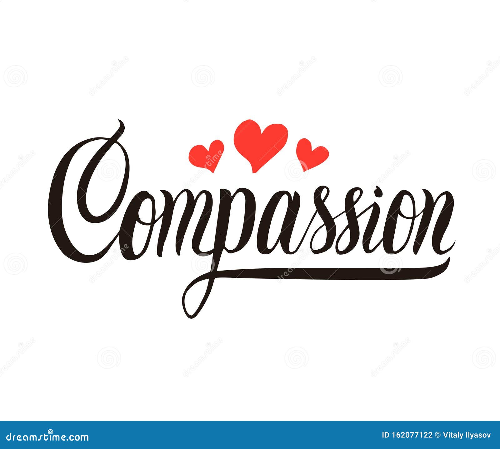 Compassion Handwritten Lettering with Red Hearts Stock Vector ... Compassion Handwritten Lettering with Red Hearts Stock Vector ...