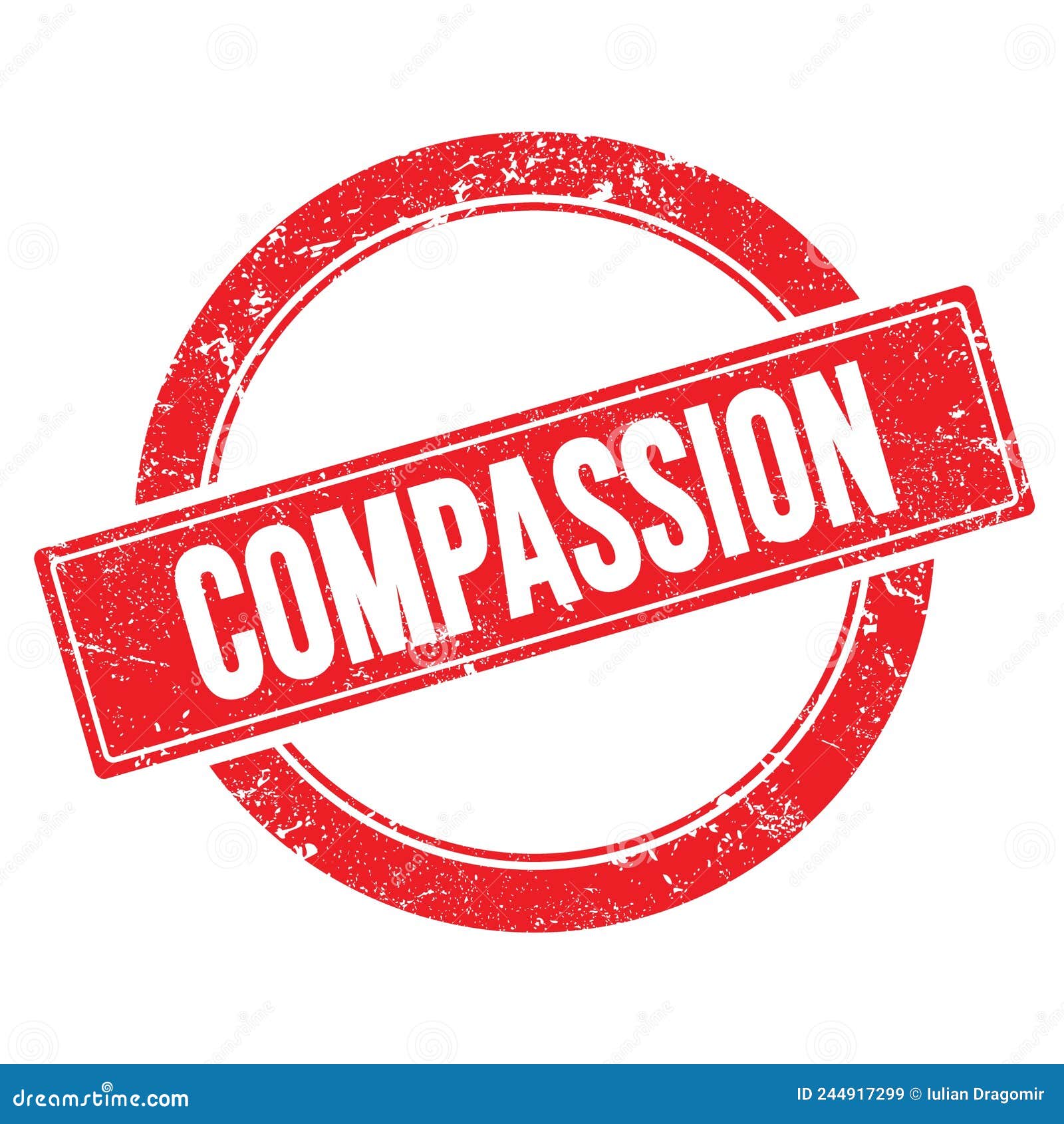 COMPASSION Text on Red Grungy Round Stamp Stock Illustration ...