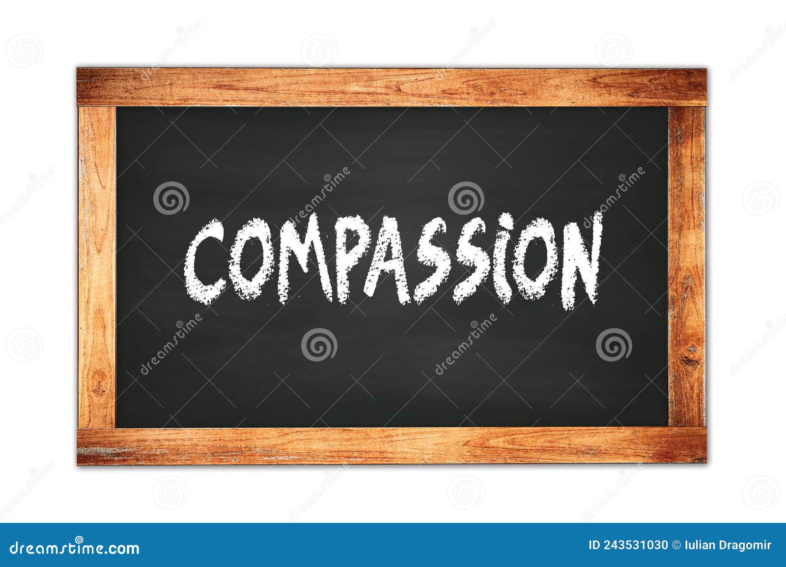 COMPASSION Text Written on Wooden Frame School Blackboard Stock ...