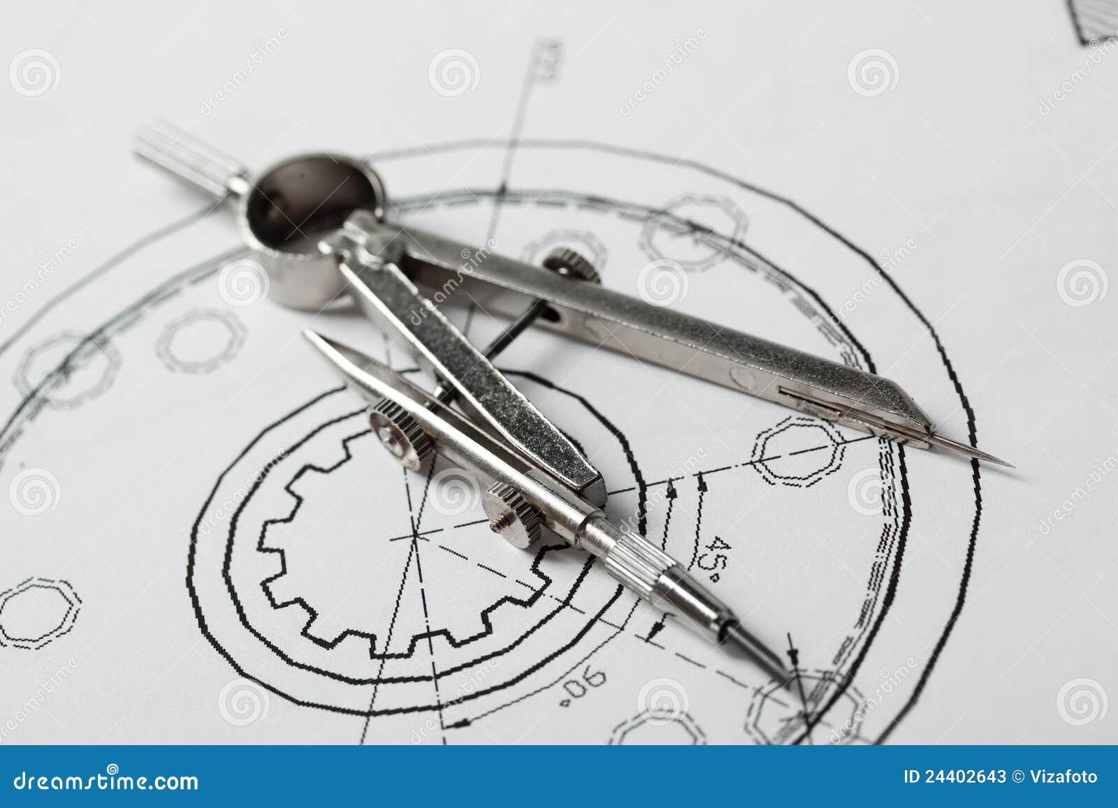 Compassos e o desenho. imagem de stock. Imagem de diagrama - 24402643