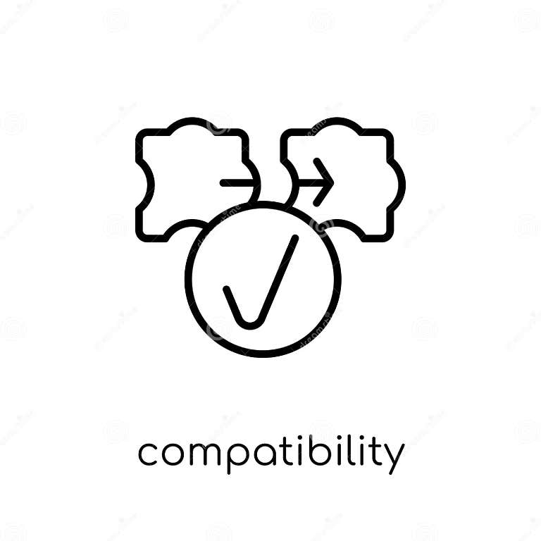 Compatibility Icon. Trendy Modern Flat Linear Vector Compatibility Icon on White Background from ...