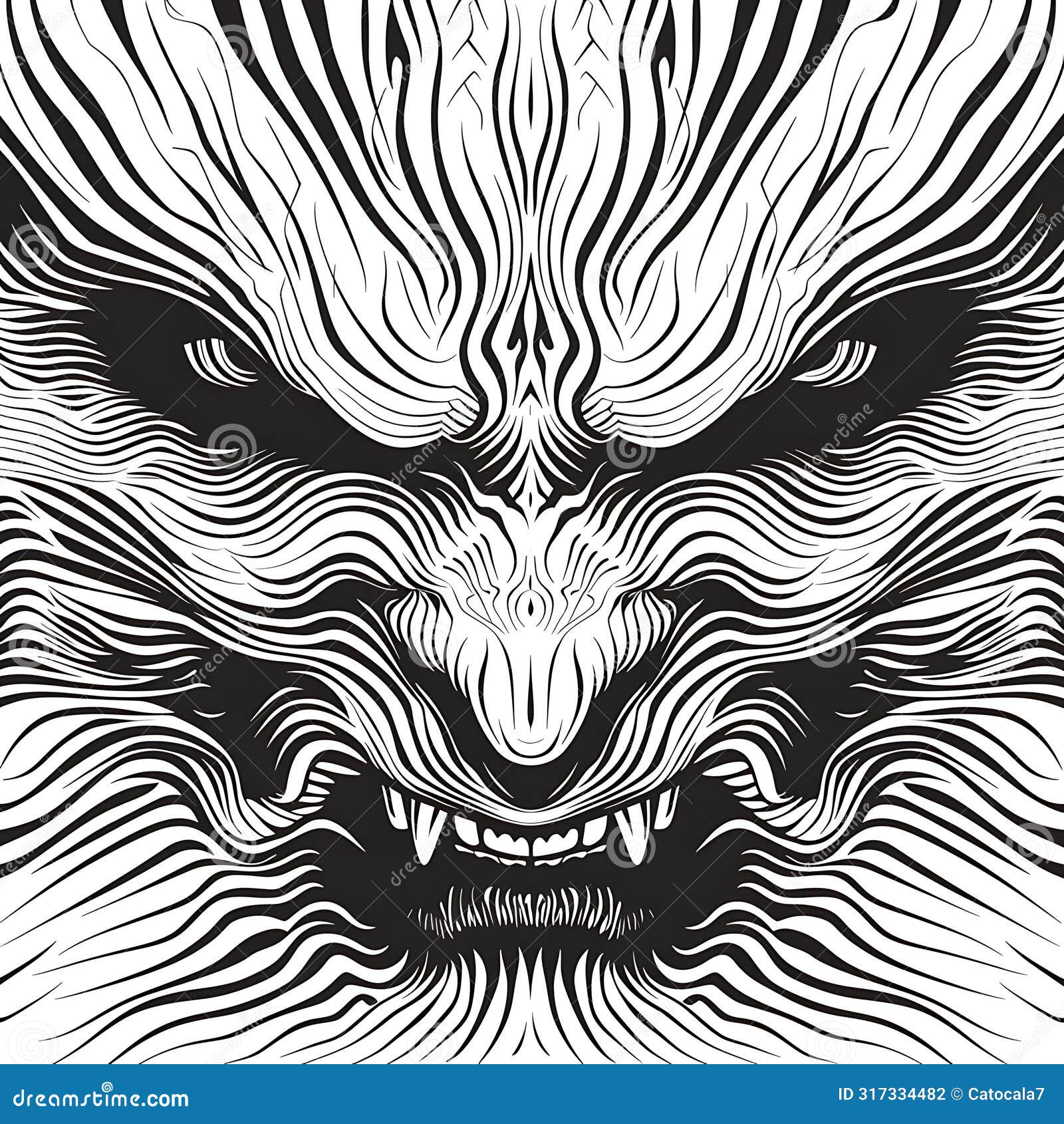 Compelling Black and White Illustration Showcasing Intense Gaze of ...