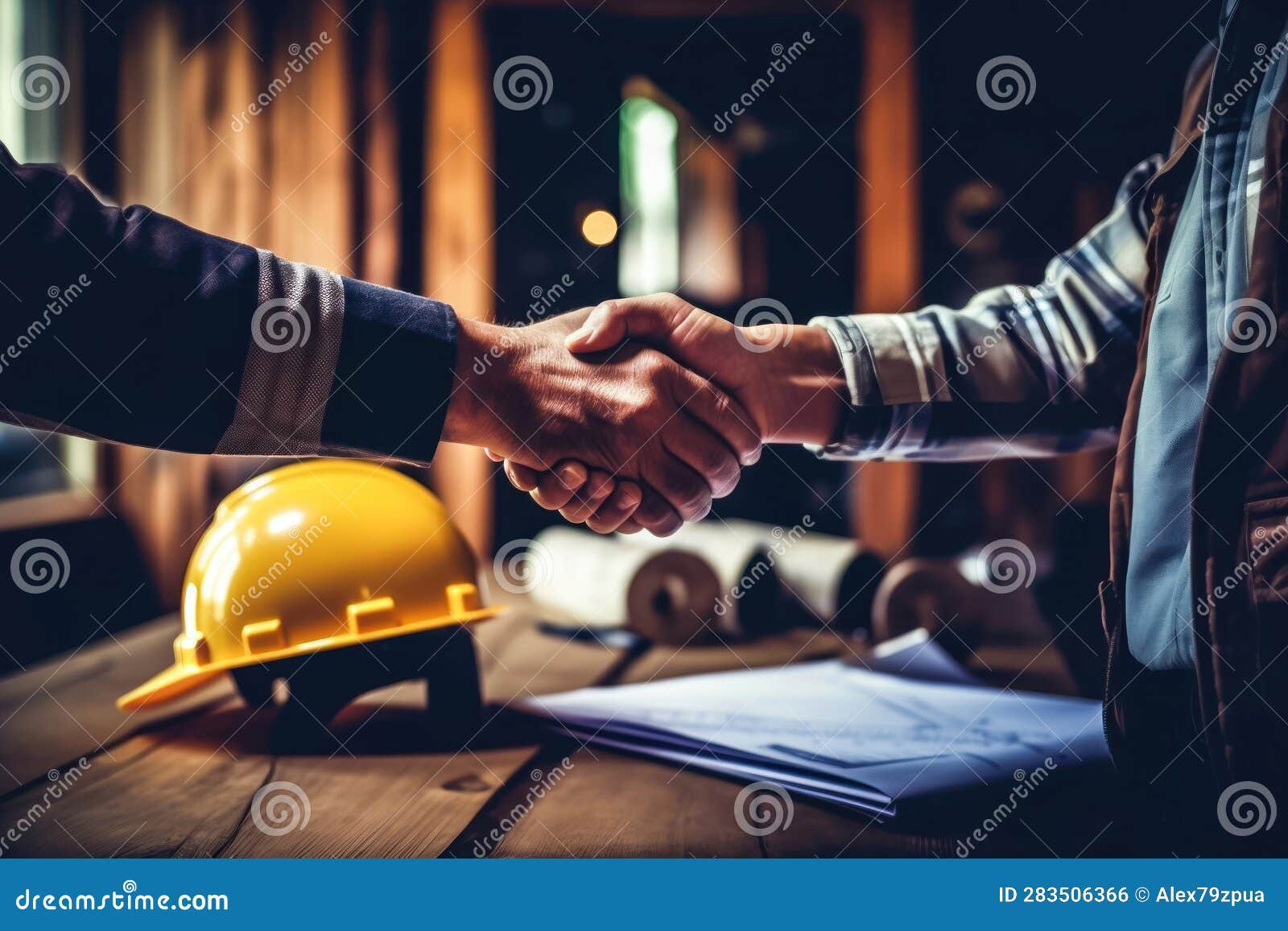 Collaborative Endeavor: Handshake Illustrating Construction Partnership ...