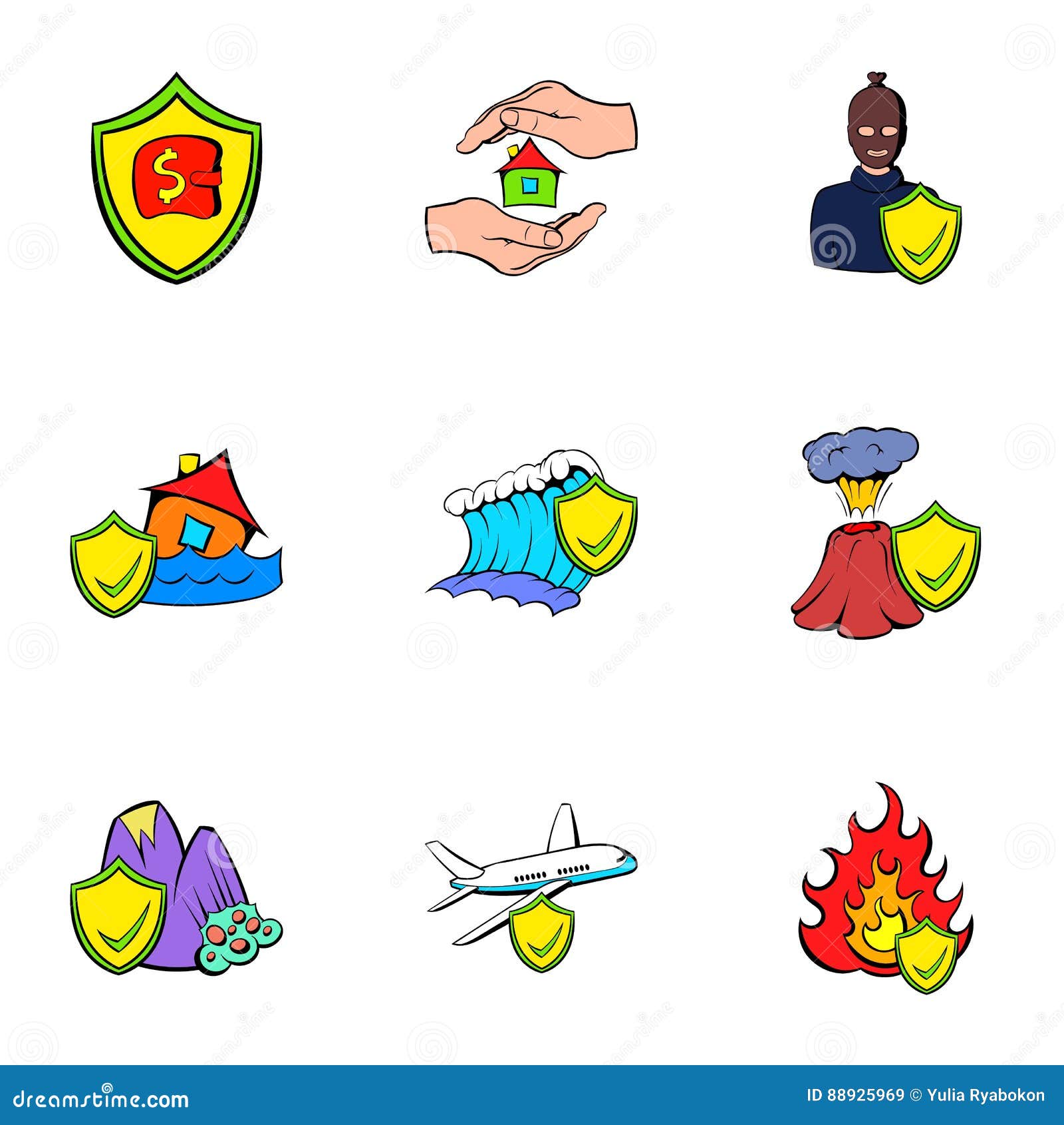 Compensation Icons Set, Cartoon Style Stock Vector - Illustration of ...