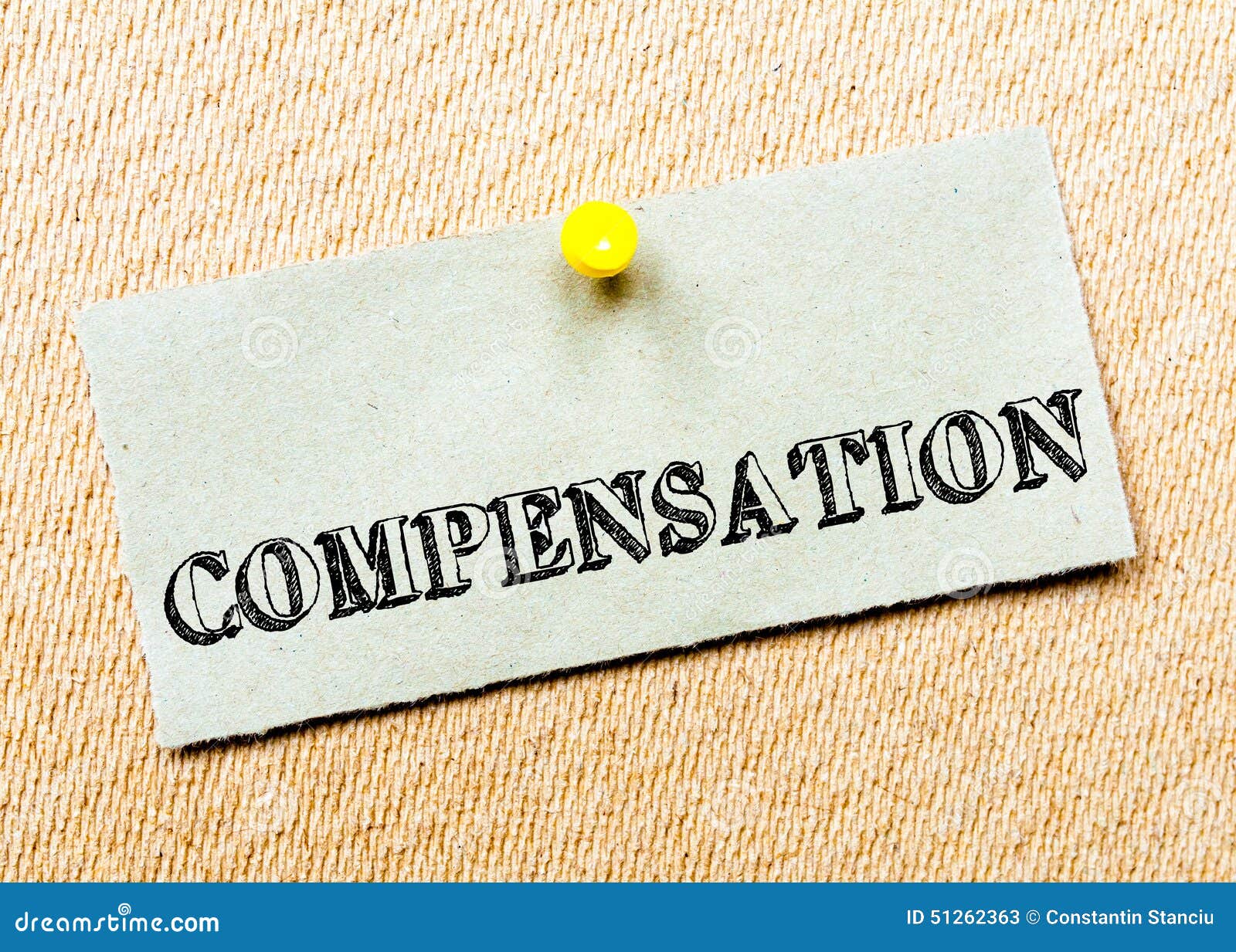 Compensation Message. Concept Image Stock Image - Image of copy, pinned ...