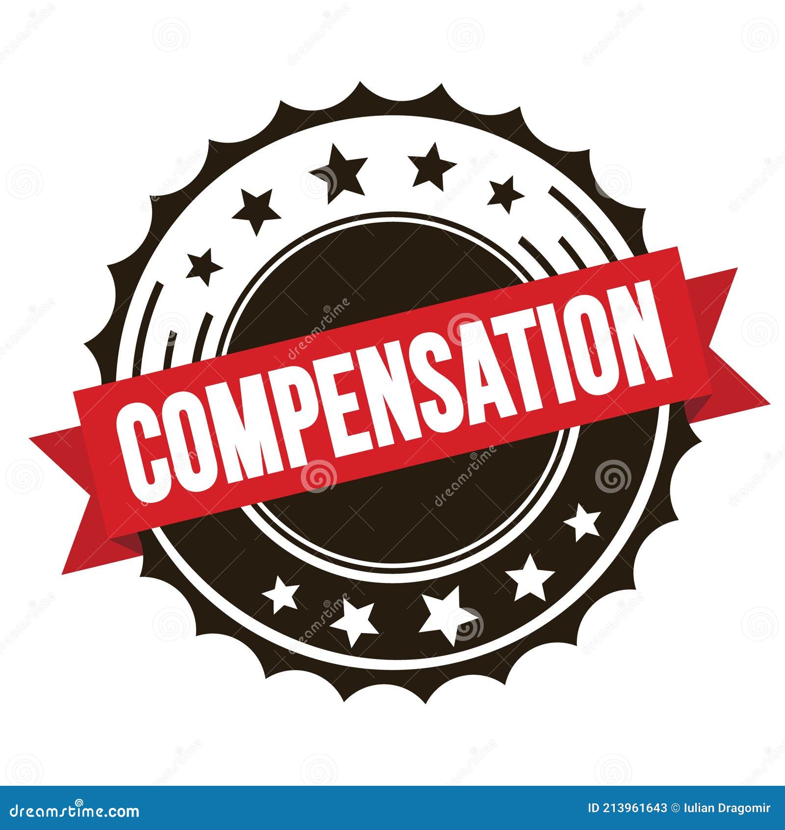COMPENSATION Text on Red Brown Ribbon Stamp Stock Illustration ...