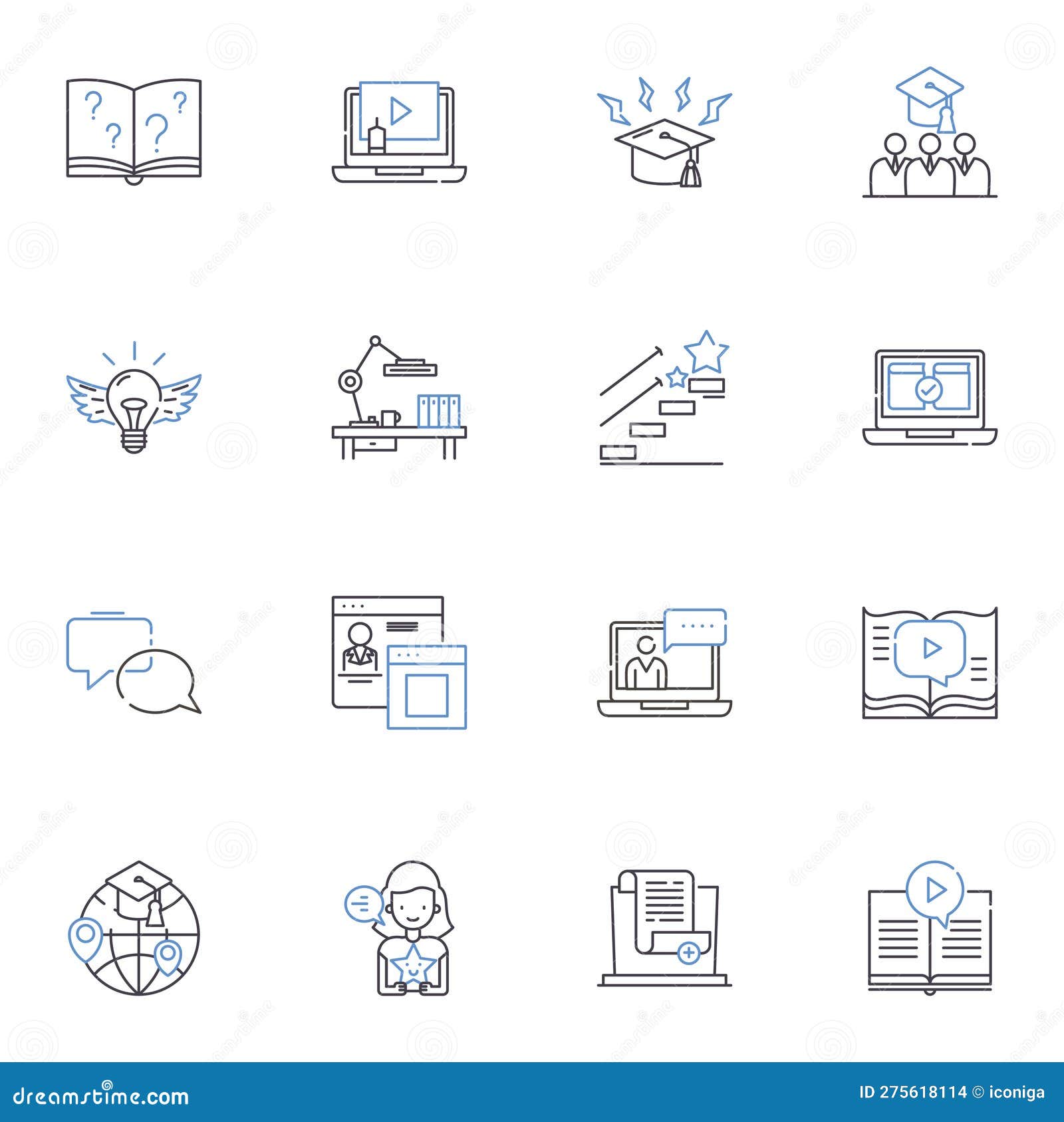 Competence Building Line Icons Collection. Training, Development ...
