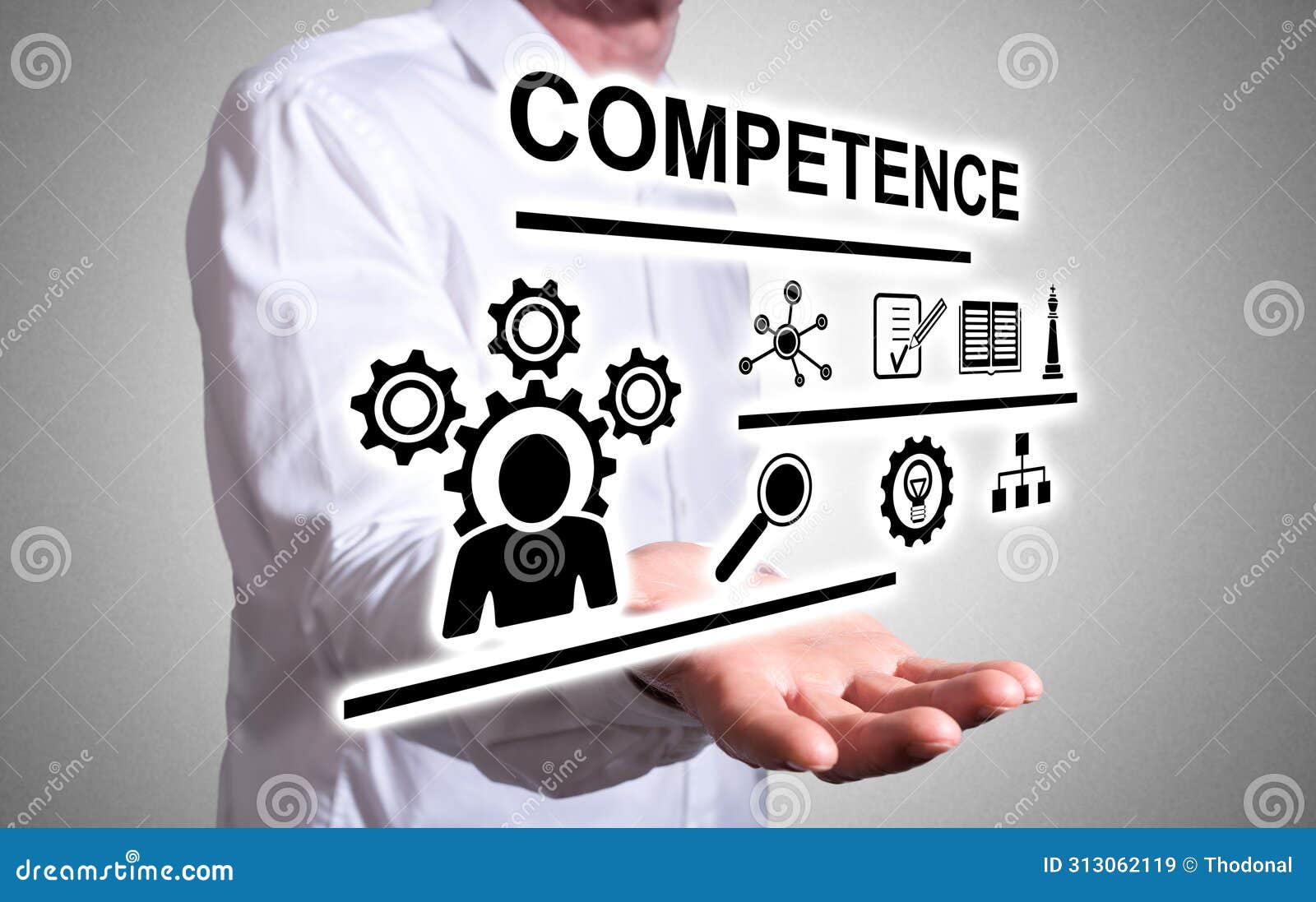 Competence Concept Above a Human Hand Stock Illustration - Illustration ...
