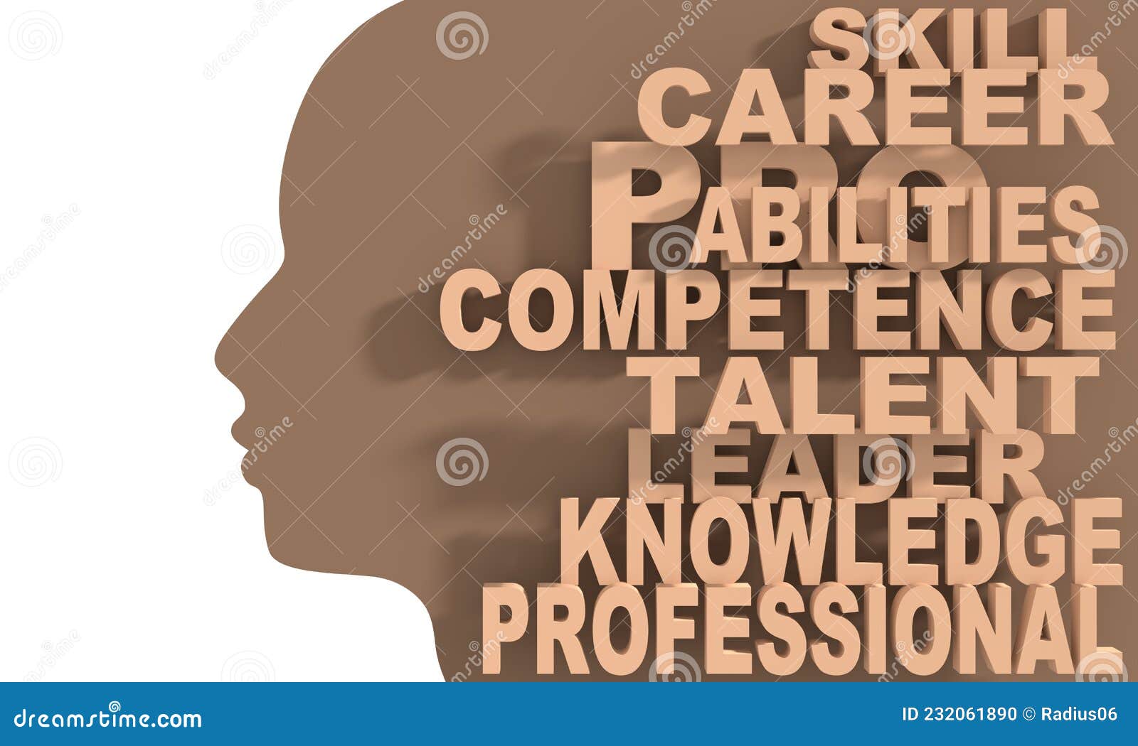 Silhouette of a Male Head and Competence Theme Words Cloud Stock ...