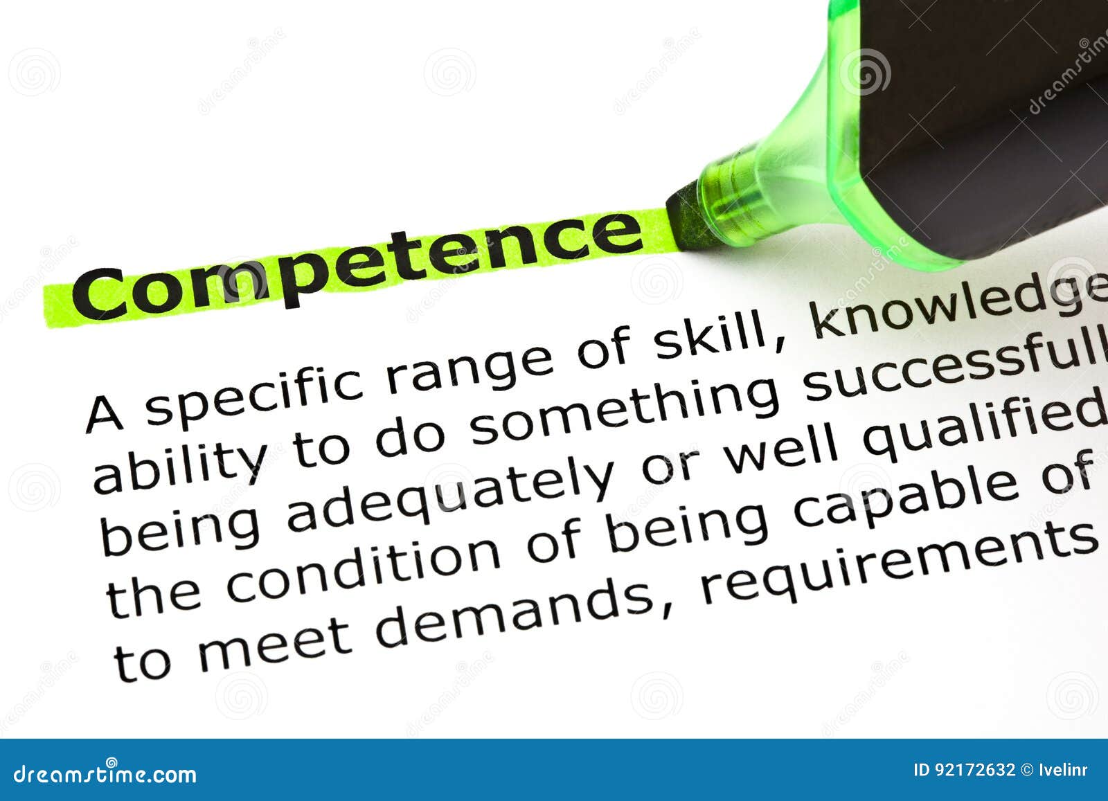 Competence Highlighted in Green Stock Photo - Image of expert ...