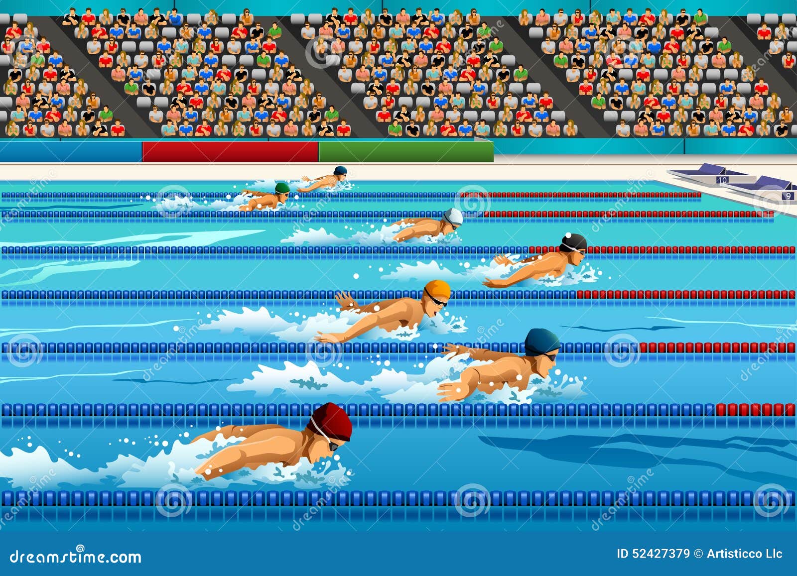 Nadador Competitivo De Dibujos Animados