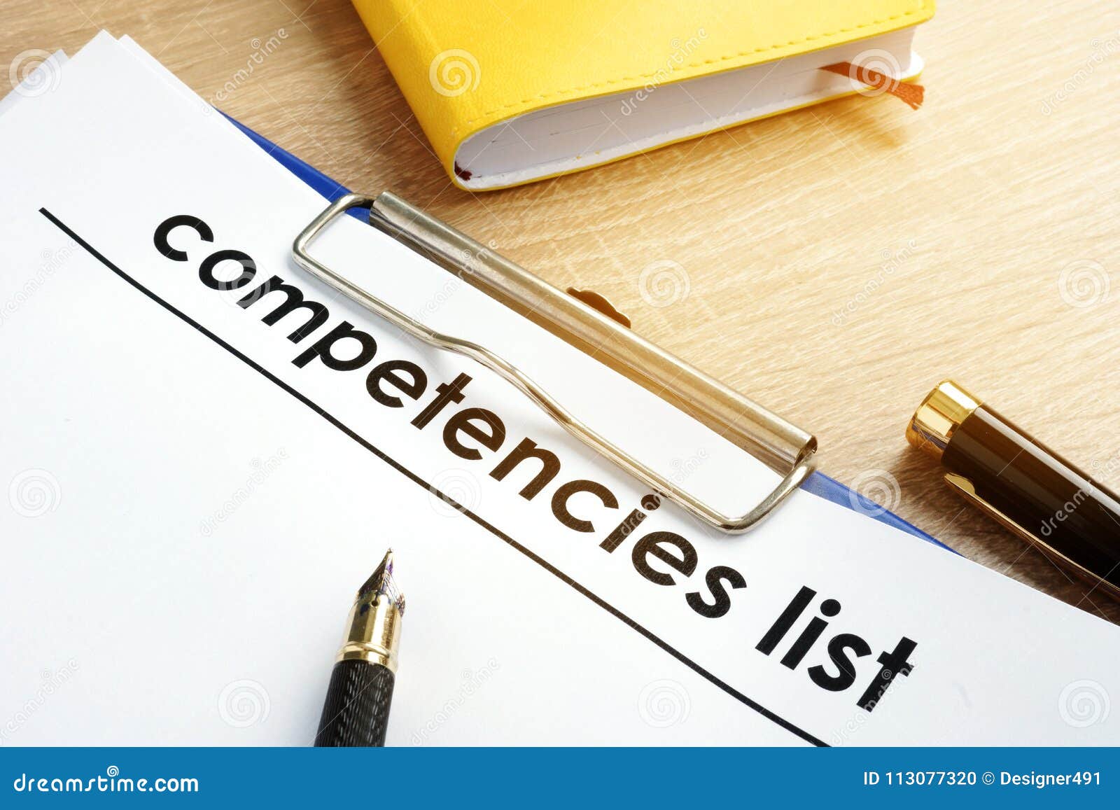 Competencies List with Clipboard on a Table. Stock Photo - Image of ...