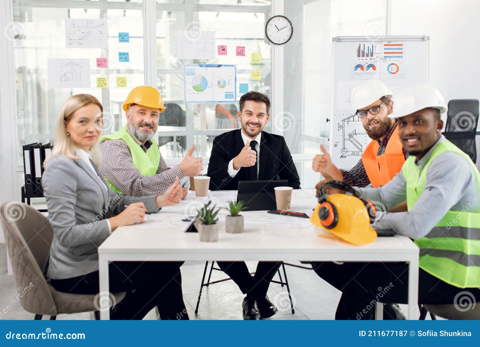 Competent Team Discussing Construction Project at Office Stock Image ...