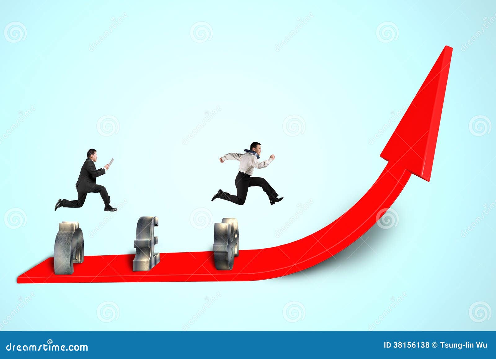 Competing and Jumping Over Moneyobstacles on Red Arrow Stock ...