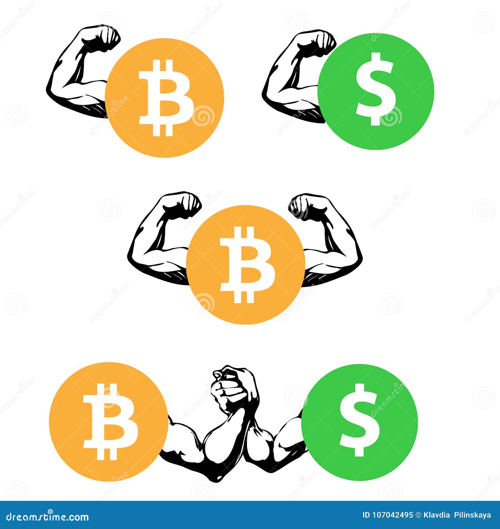 Competition between Bitcoin and the Dollar. Armestling Stock Vector ...