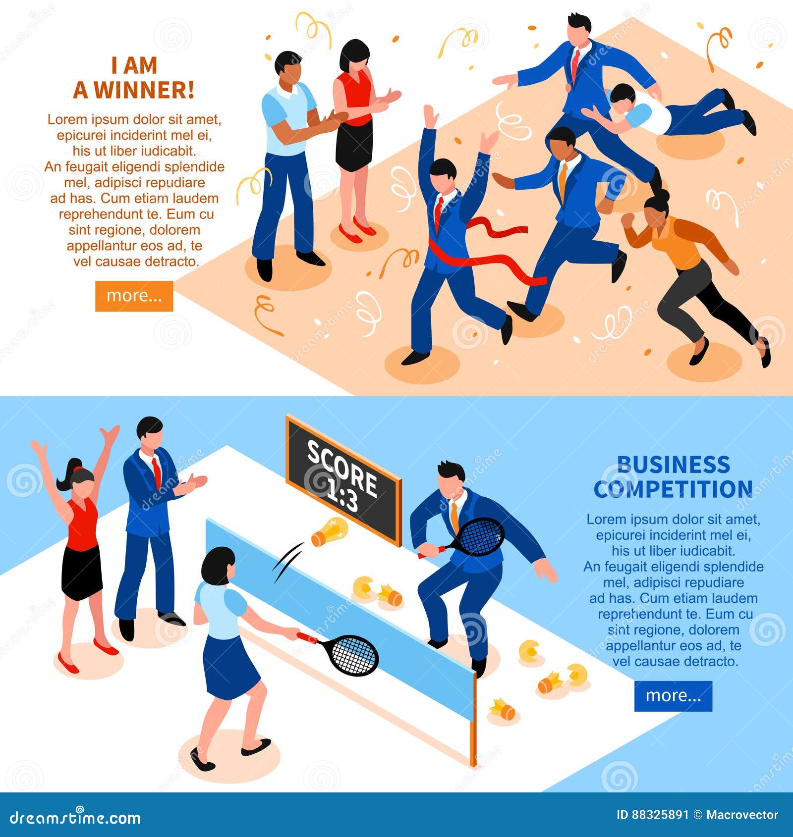 Competition Business Horizontal Banner Set Stock Vector - Illustration ...