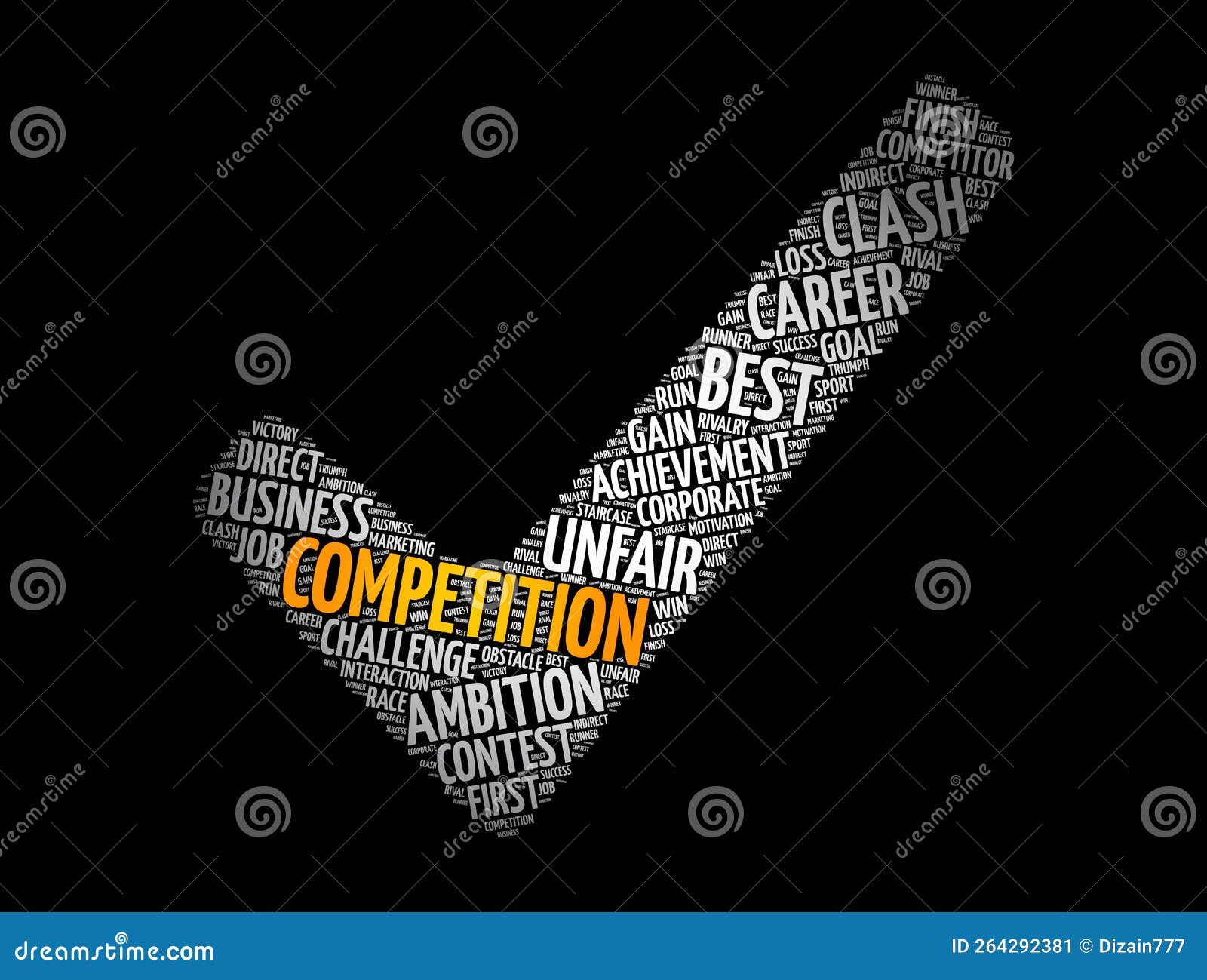 Competition Check Mark Word Cloud, Business Concept Background Stock ...