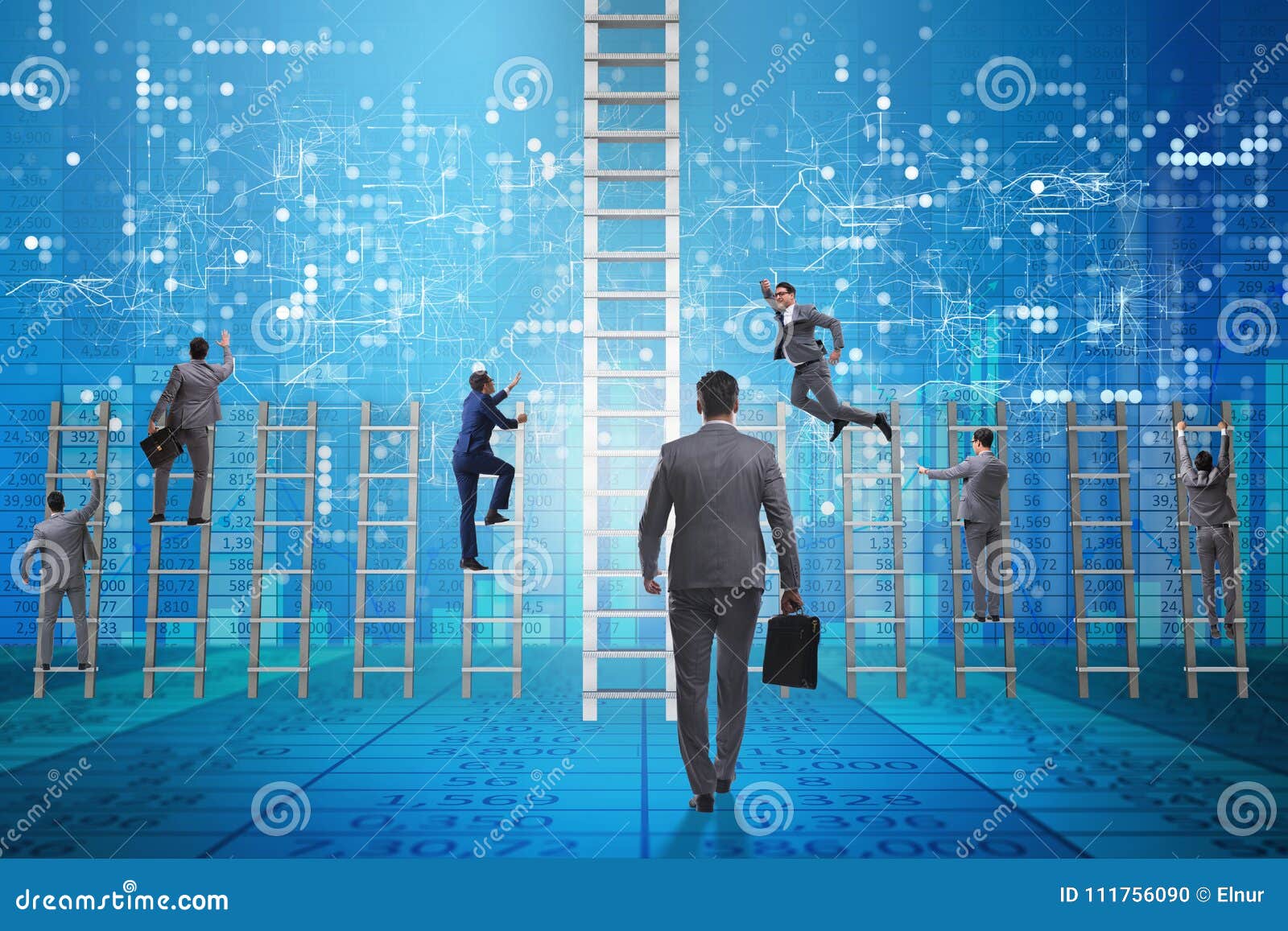 The Competition Concept with Businessman Beating Competitors Stock ...