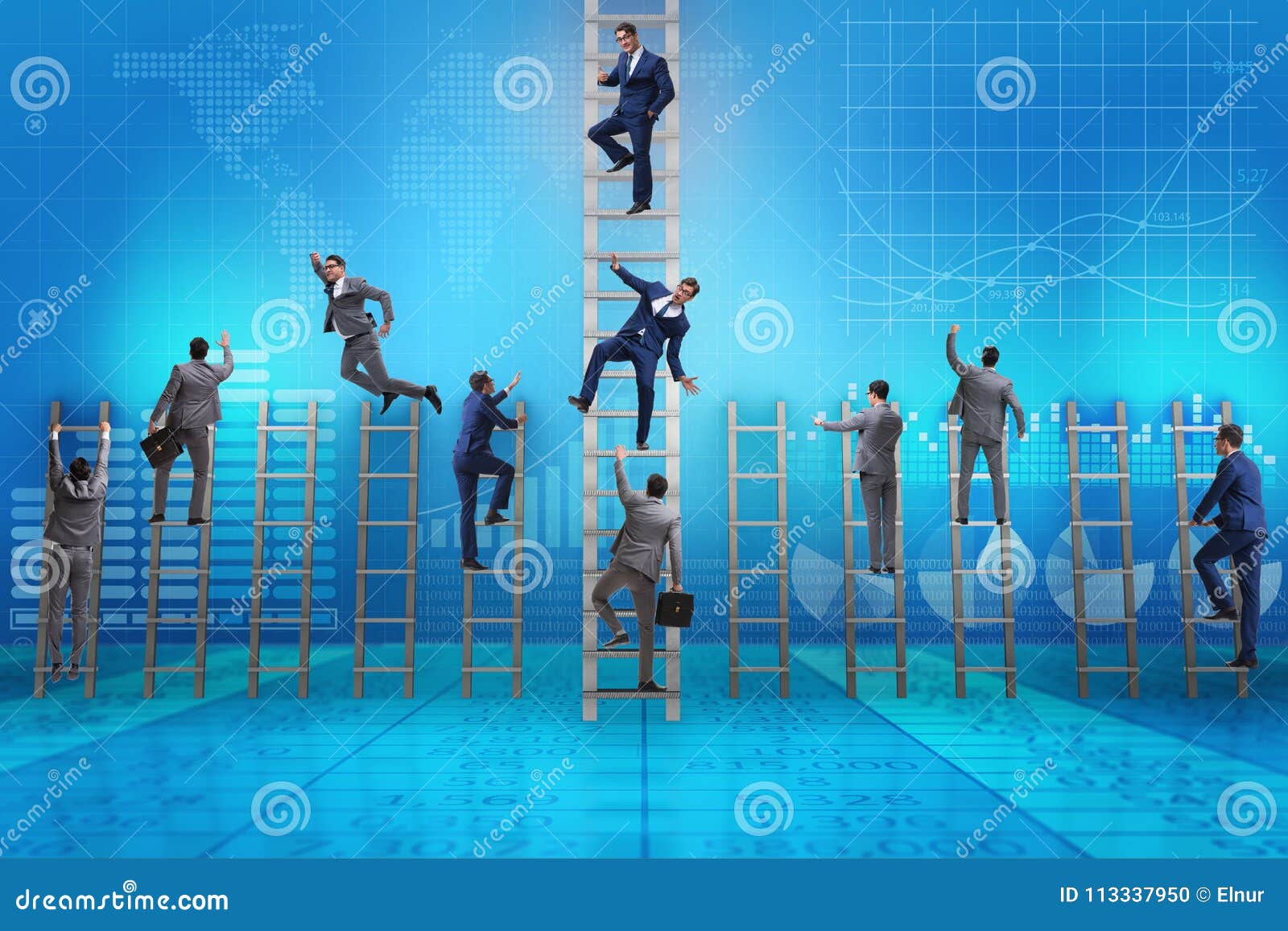 The Competition Concept with Businessman Beating Competitors Stock ...