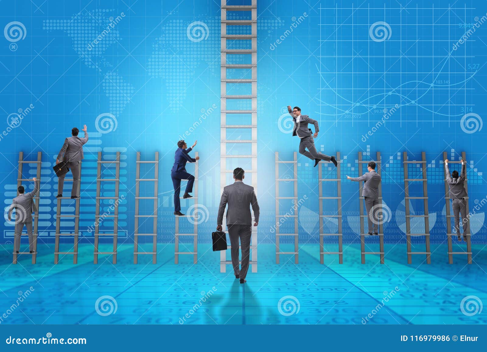 The Competition Concept with Businessman Beating Competitors Stock ...