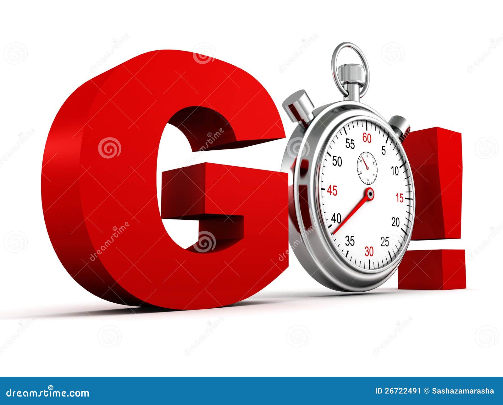 Competition Concept Red GO Letters with Stopwatch Stock Illustration ...