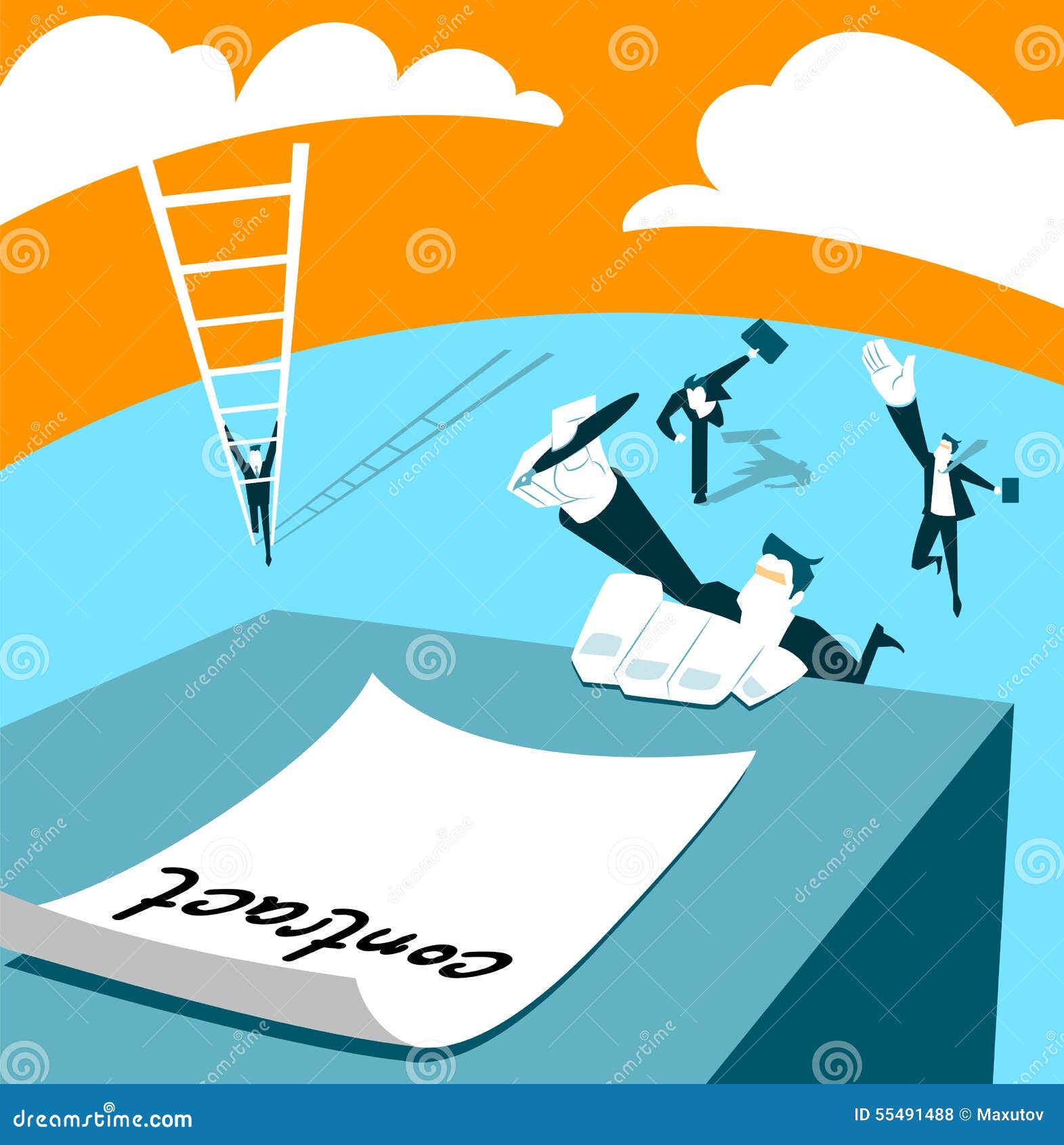 Competition for the Contract Stock Vector - Illustration of jump ...