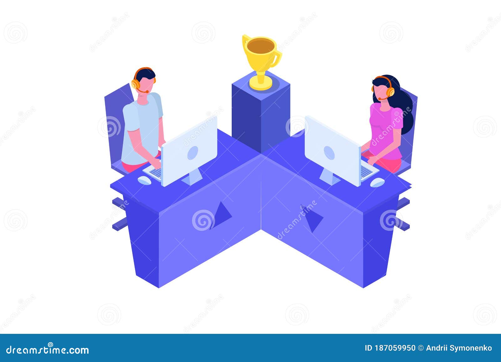 Competition E-sport or Cybersport Computer Gaming Isometric Concept ...