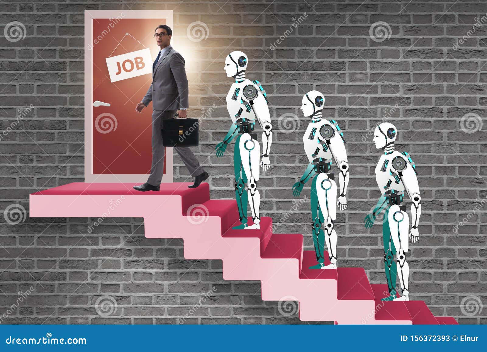 Competition between Humans and Robots for Employment Stock Image ... Competition between Humans and Robots for Employment Stock Image ...