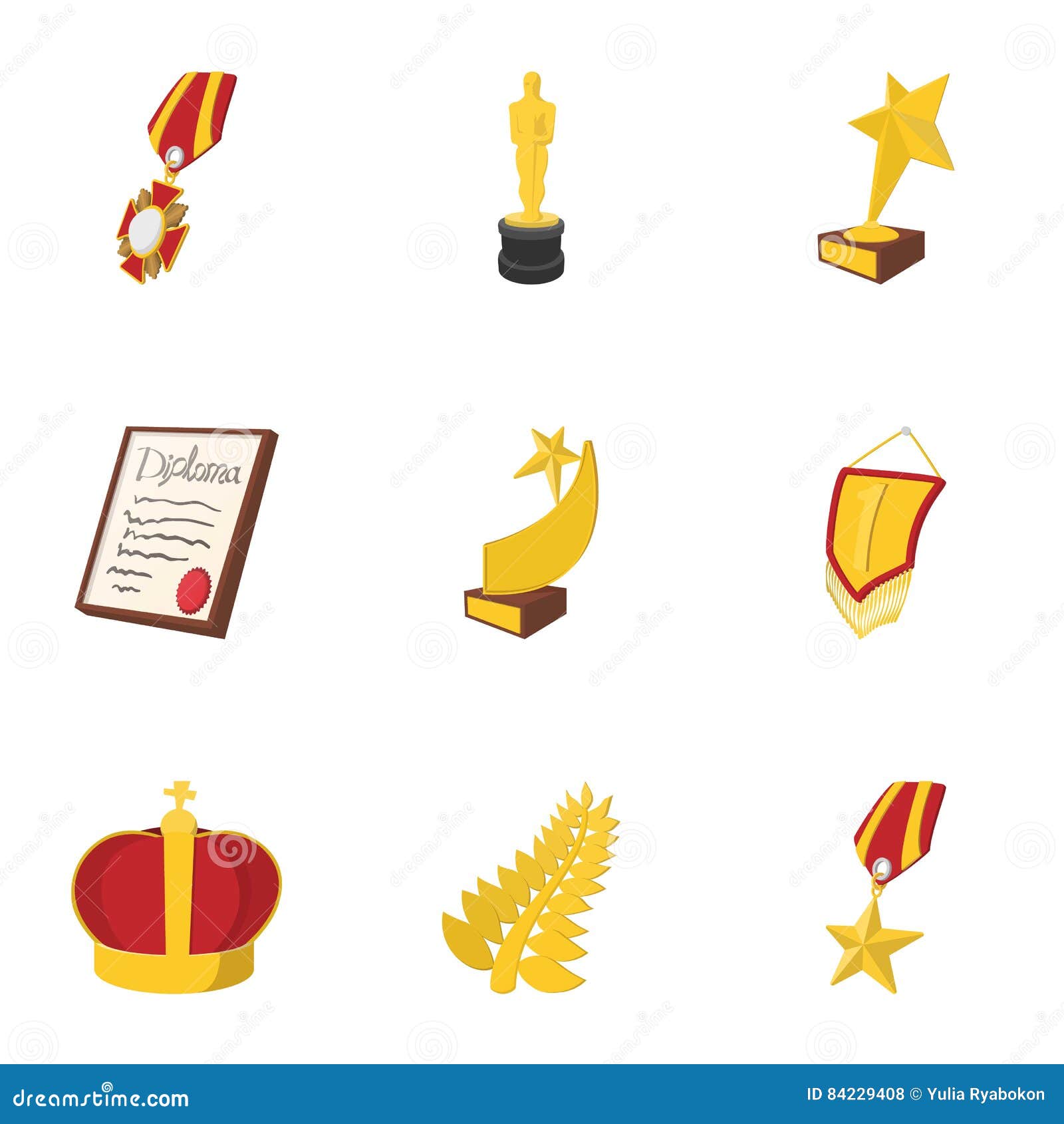 Competition Icons Set, Cartoon Style Stock Vector - Illustration of ...